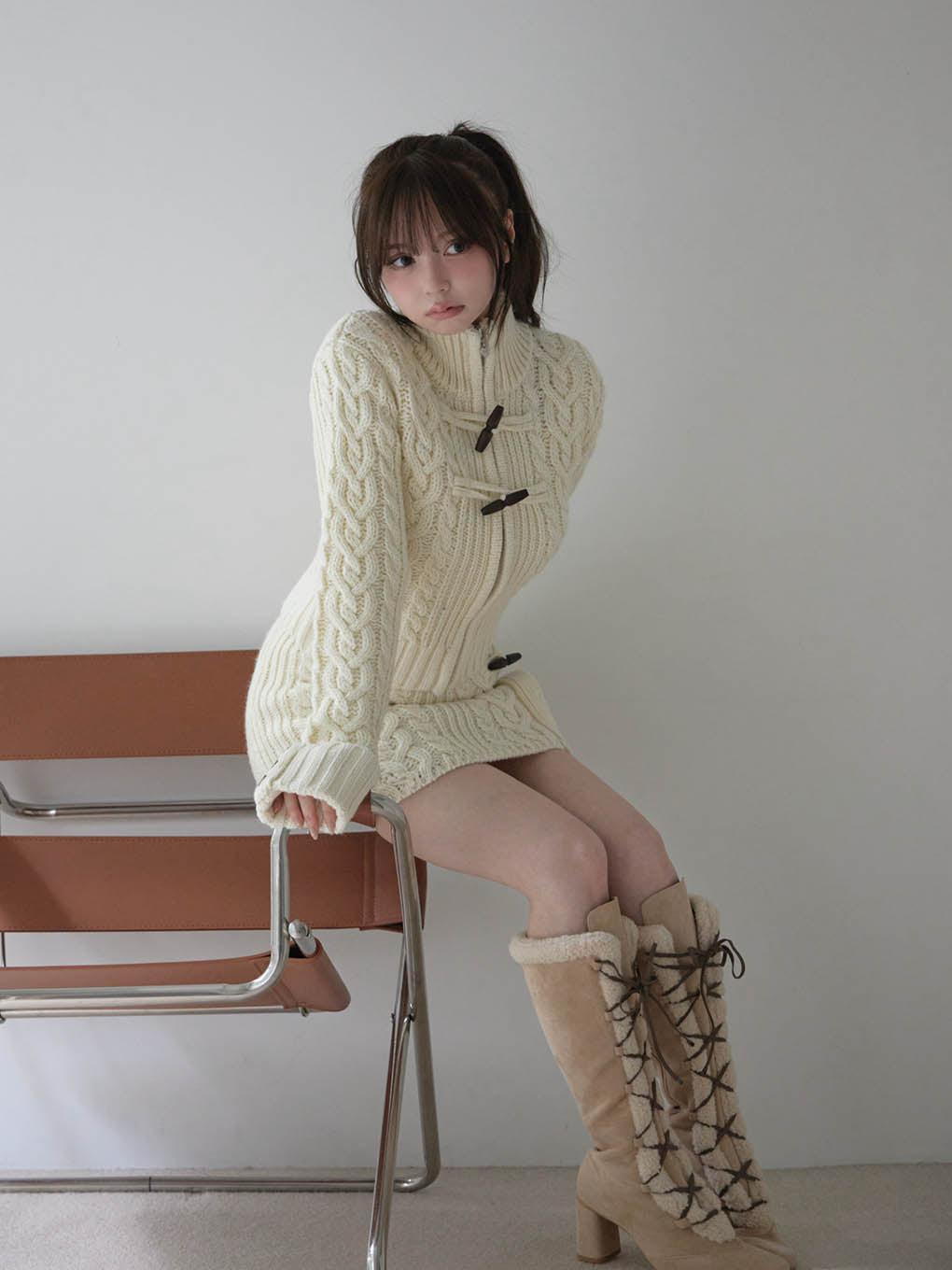 【ANDMARY】Kelly toggle knit set up