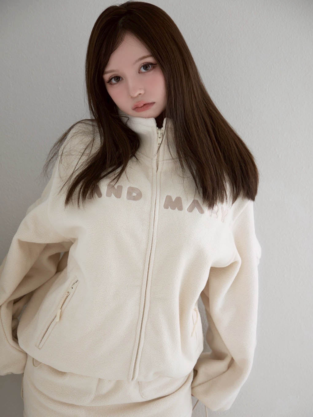 【ANDMARY】Mary logo fleece jacket