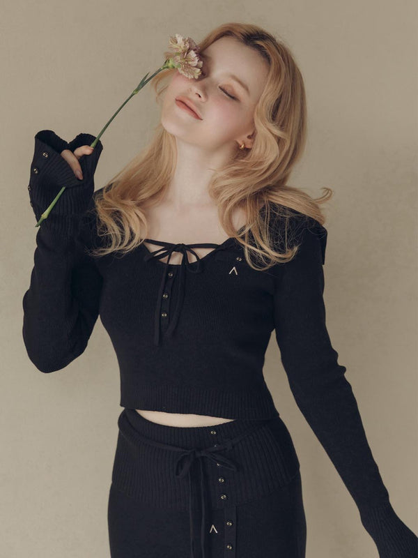 【ANDMARY】Chloe ribbon knit tops