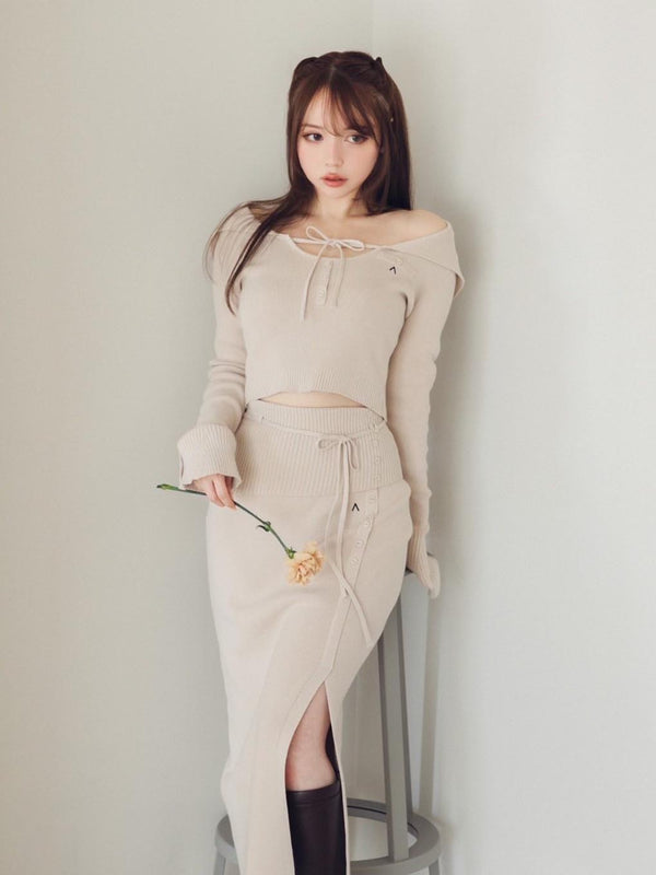 【ANDMARY】Chloe ribbon knit tops