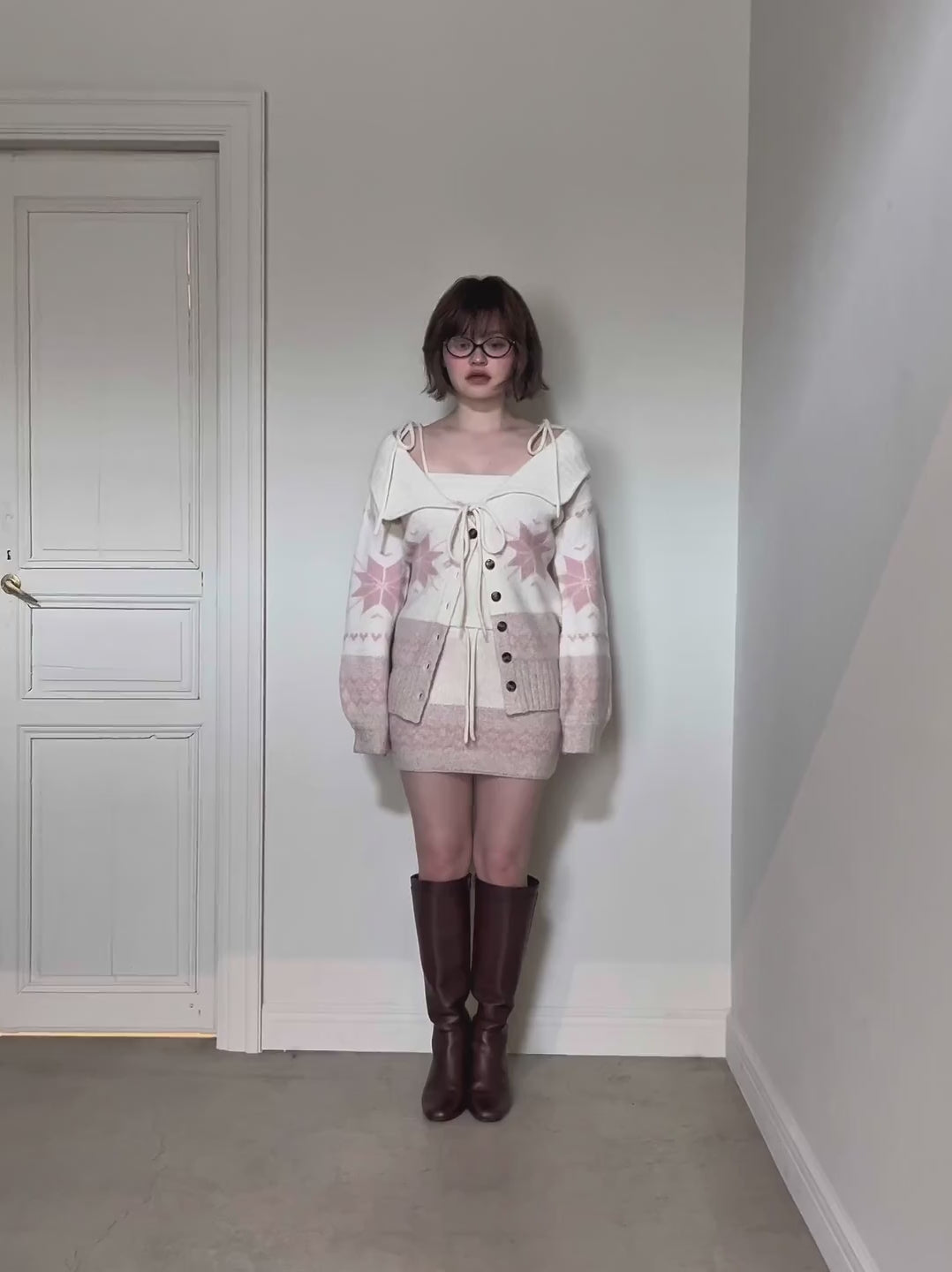 ANDMARY】Heart nordic cardigan set up